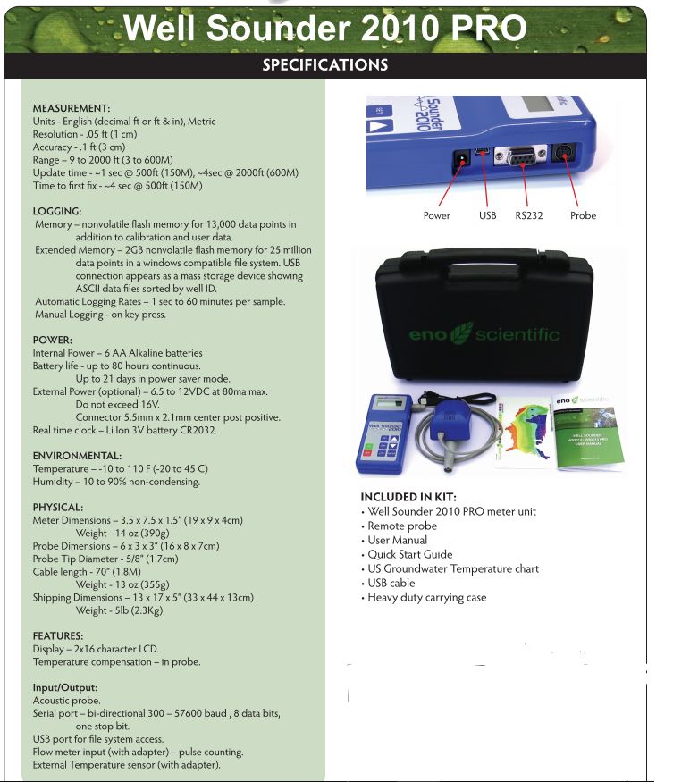 Eno Scientific -W ell Sounder 2010 PRO